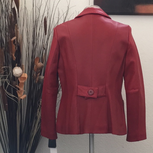 Jones New York | Jackets & Coats | Jones New York Red Genuine Leather ...